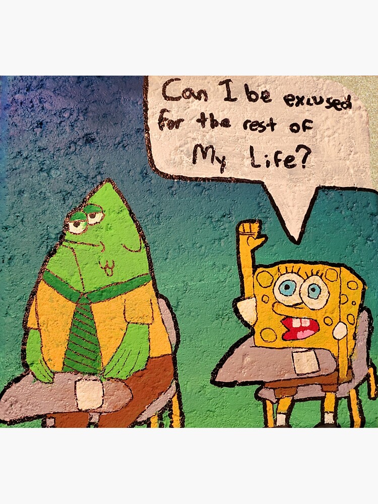 "SpongeBob & Flats in class" Sticker for Sale by WebbCreations | Redbubble