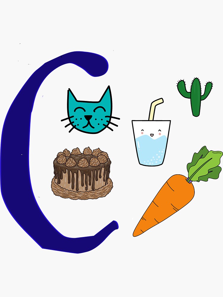 "Alphabet C ( Cat, Cake, Cup, Carrot & Cactus )" Sticker for Sale by meimei3388 | Redbubble