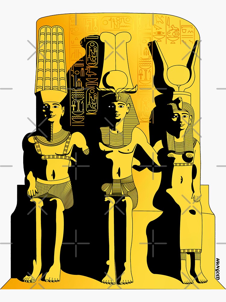 "Egyptian temple statue Amun-Ra, Ramses, Mut" Sticker for Sale by ...