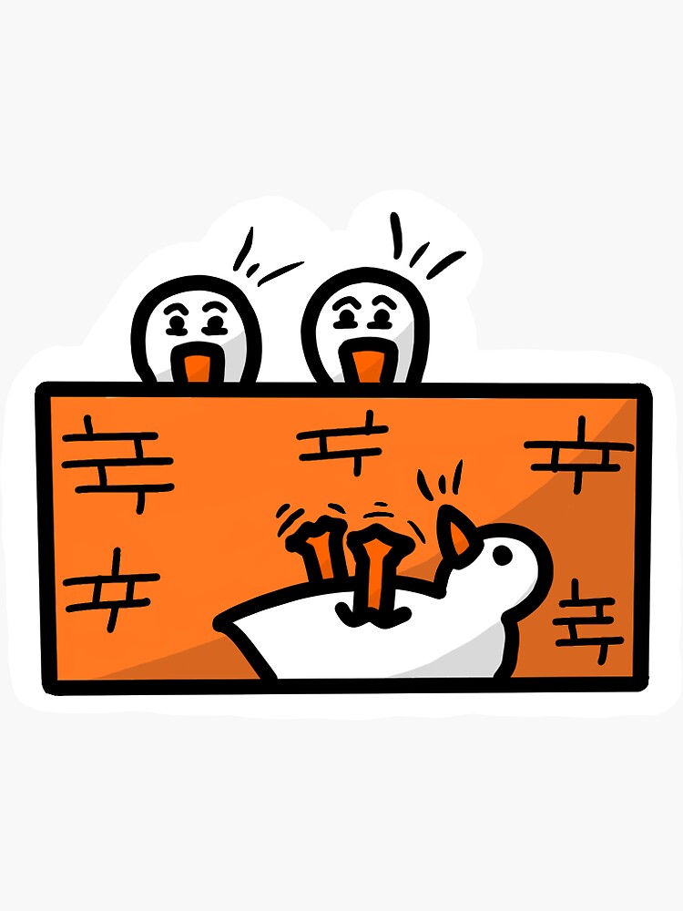 "Duck falling off wall with friends laughing" Sticker for Sale by ...