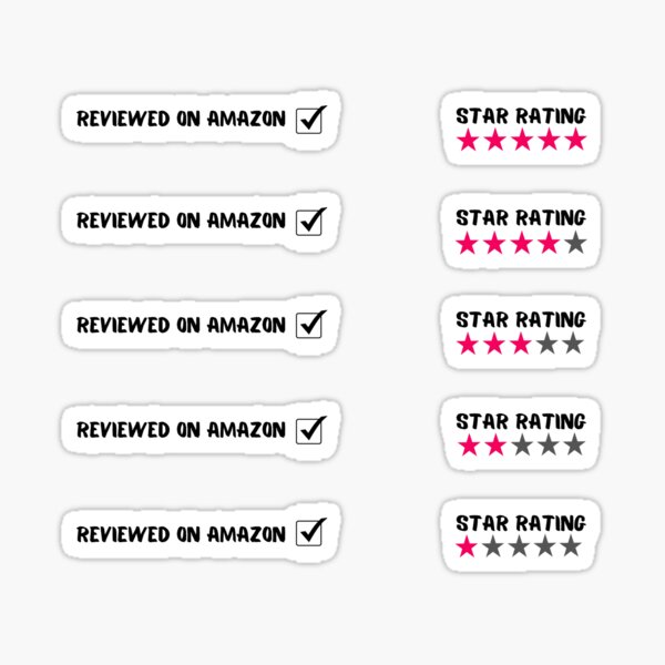 "Review amazon and pink star rating sticker pack" Sticker for Sale by ...