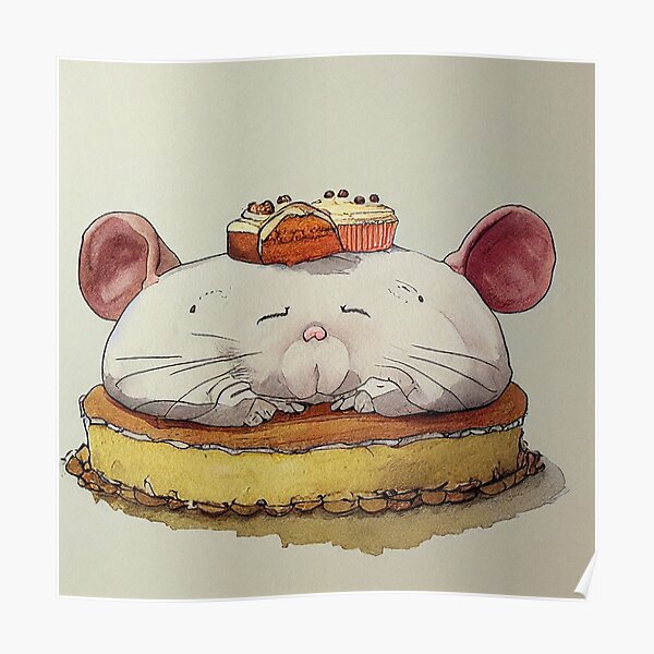 "Fat Mouse Eating a Cake" Poster for Sale by recollectionsv | Redbubble