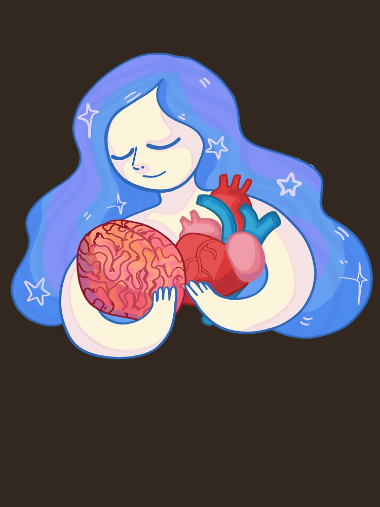 "mental health girl hug brain and heart feelings and mind" T-shirt for ...
