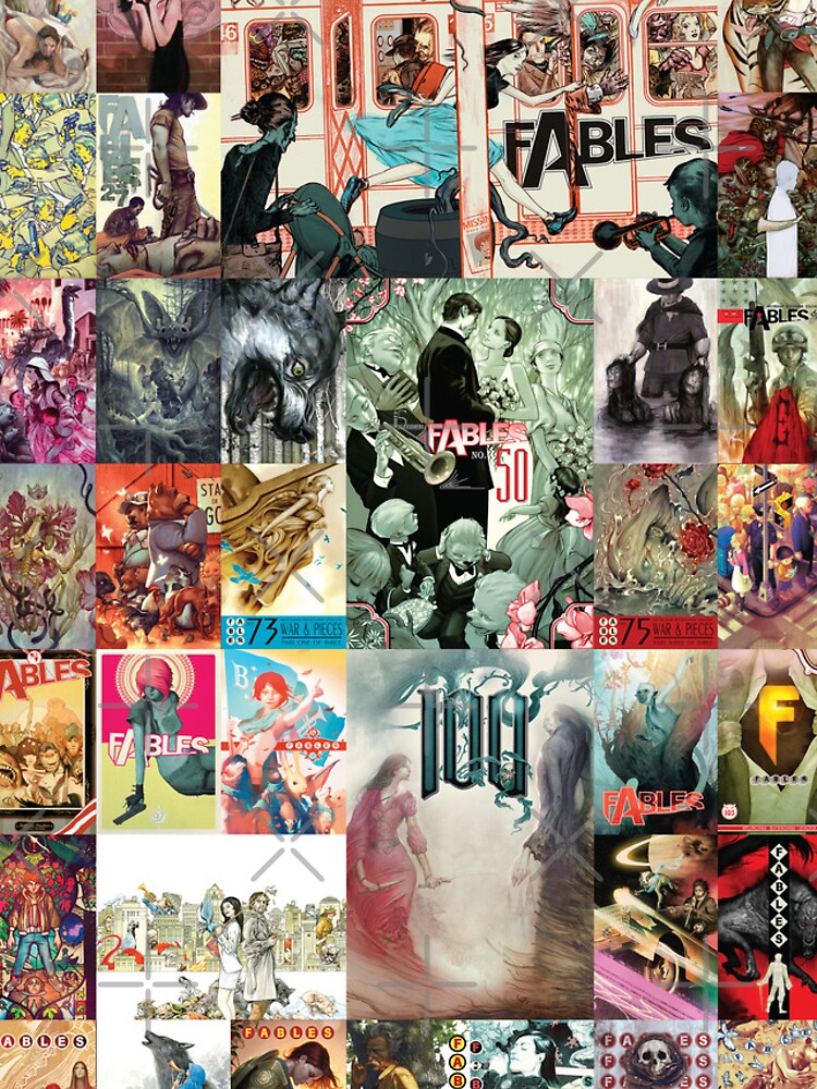 "fables, cover, collage,snow white,bigby wolf,boy blue,beauty,beast ...