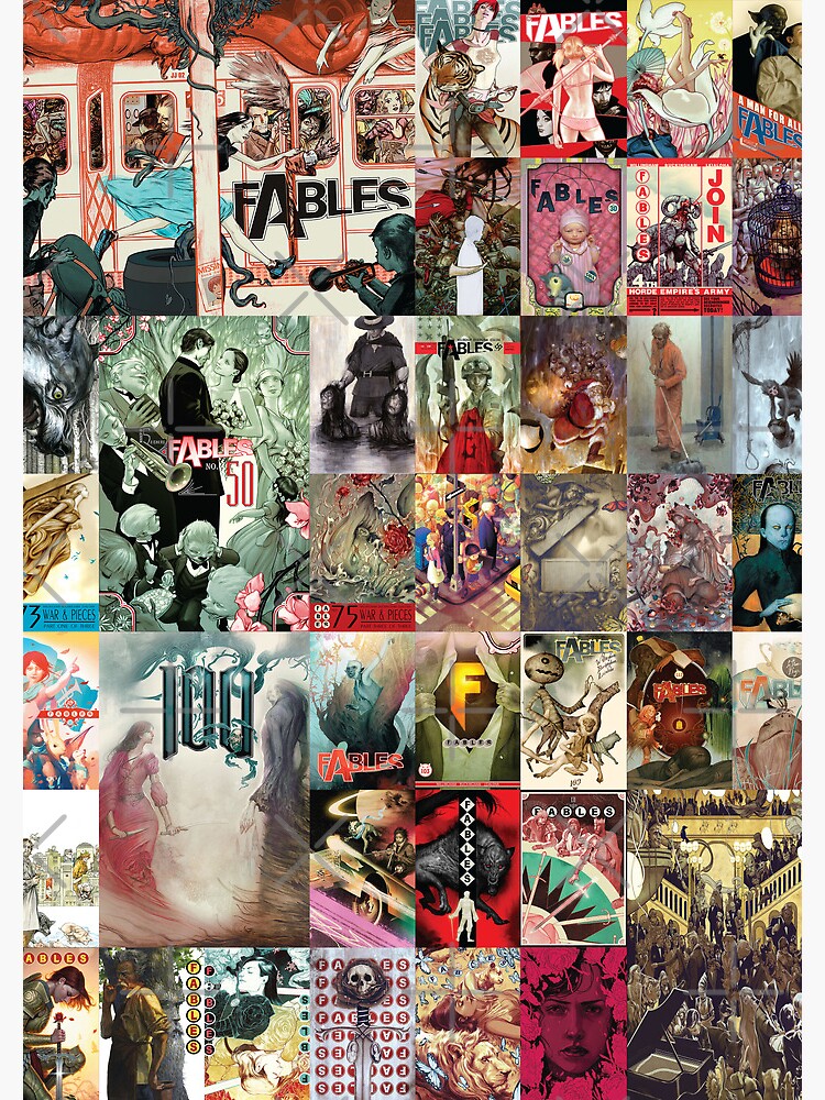"fables, cover, collage,snow white,bigby wolf,boy blue,beauty,beast ...