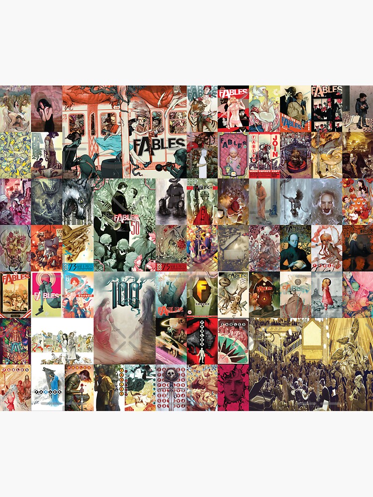 "fables, cover, collage,snow white,bigby wolf,boy blue,beauty,beast ...