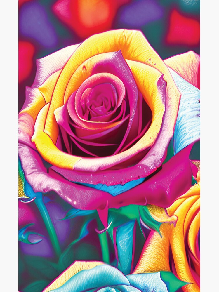 "Rose with Different Color Petals" Sticker for Sale by AImageX | Redbubble