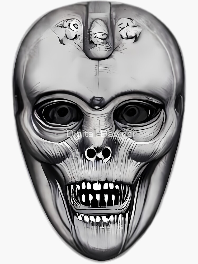 "Scifi Horror Skull Alien (HR Giger style)" Sticker for Sale by Digital ...