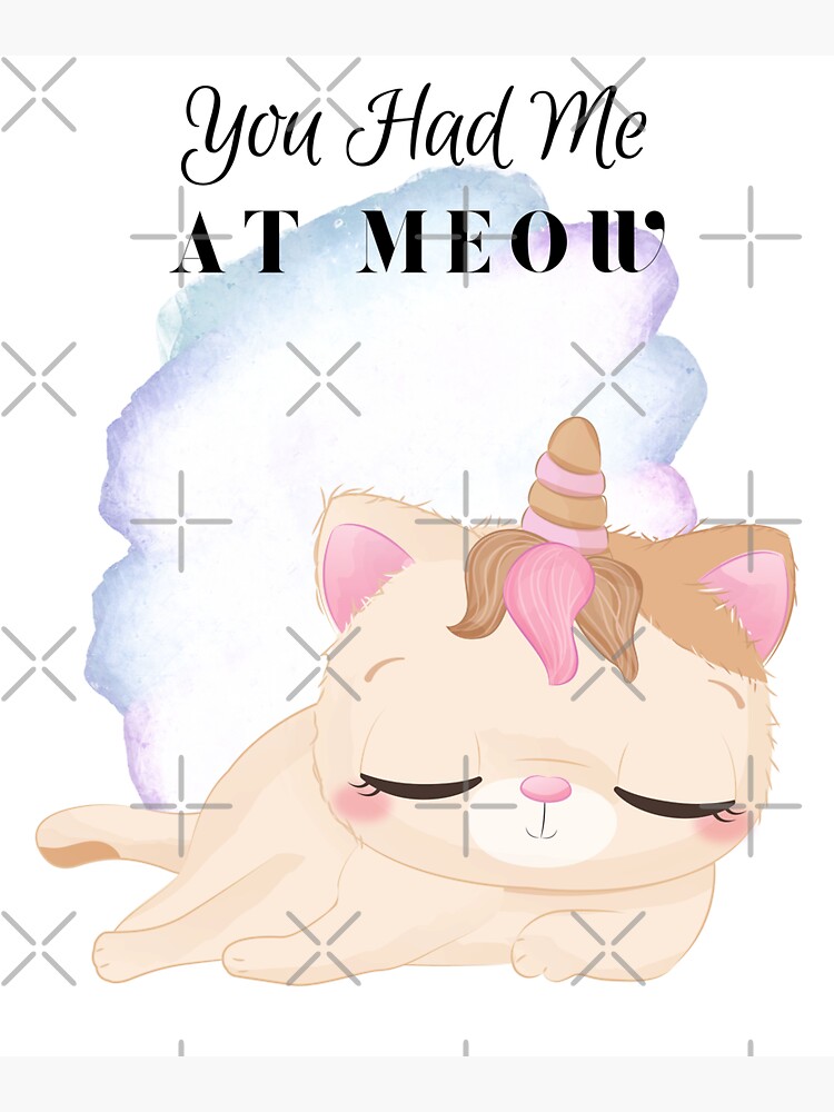 "You Had Me at Meow - Pink sleeping unicat cartoon - unicorn - cat ...