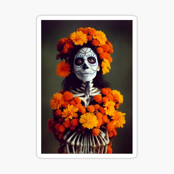 "Skull Mexican girl calaca calavera" Sticker for Sale by ladarkepoque ...