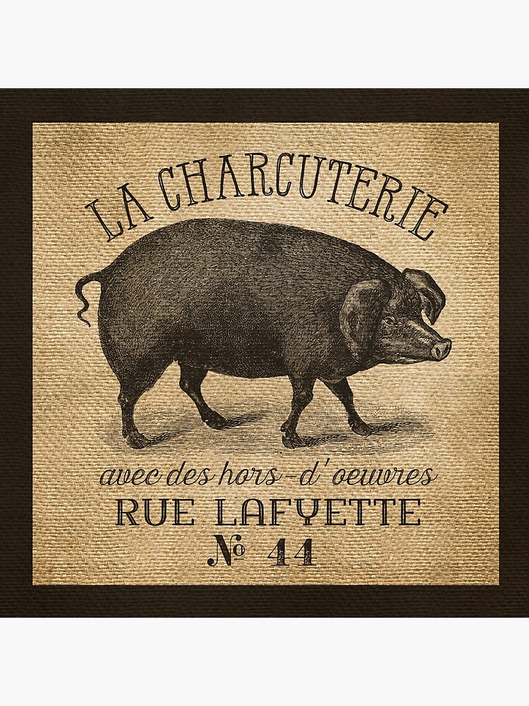 "Burlap French Pig Advertisement" Framed Art Print for Sale by ...