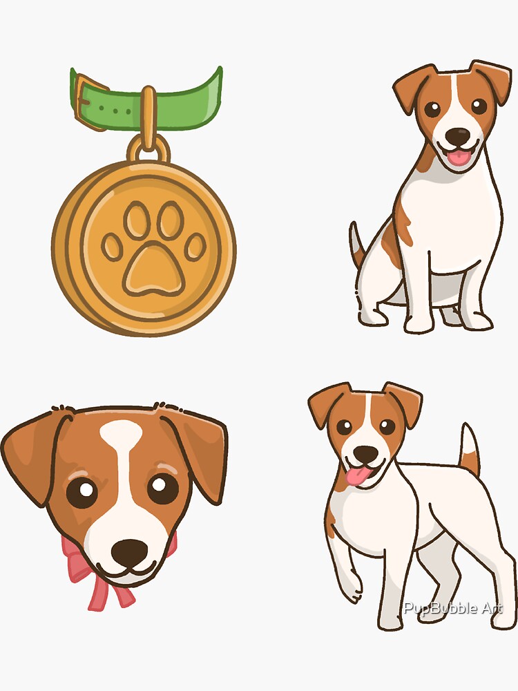 "Minimalistic brown and white JACK RUSSELL sticker pack" Sticker for ...