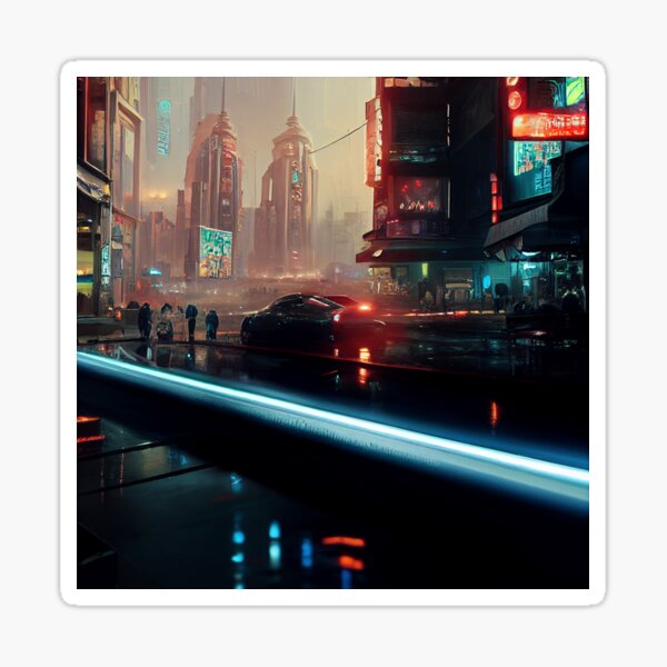 "A Street Market in a Cyberpunk City" Sticker for Sale by jimmolfetas ...