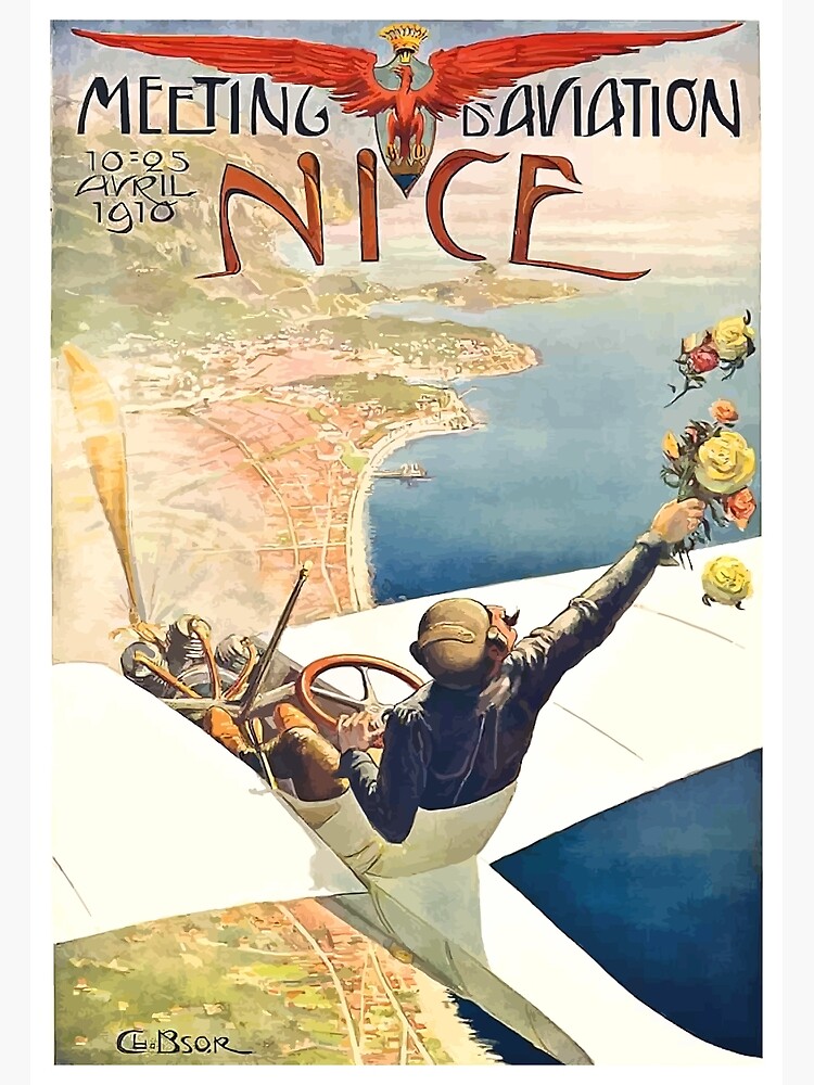 "1910 Meeting d'Aviation Nice France Advertising Poster" Poster for Sale by retrographics ...