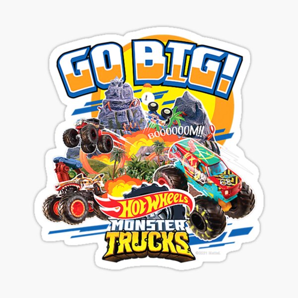 "Hot Wheels Monster Trucks Go Big" Sticker for Sale by clearedition708 ...