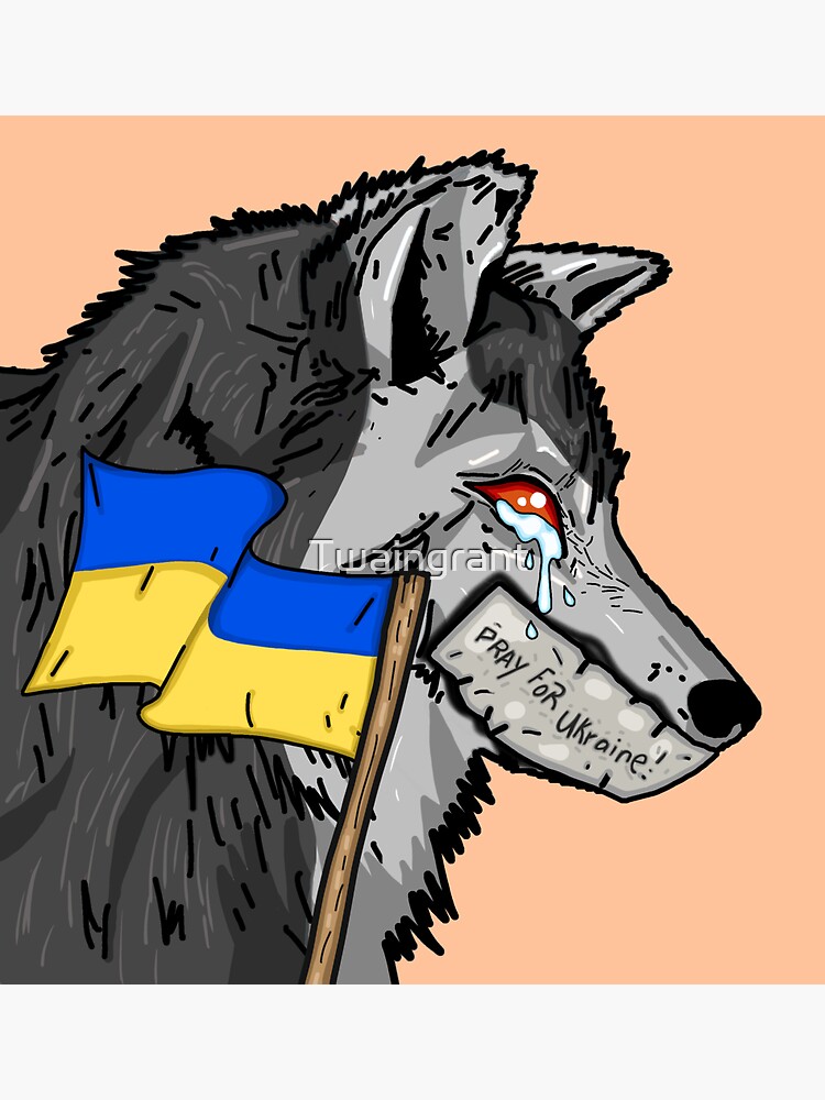 "Black & Grey Pray for Ukraine RareWolf - Tears " Sticker for Sale by ...