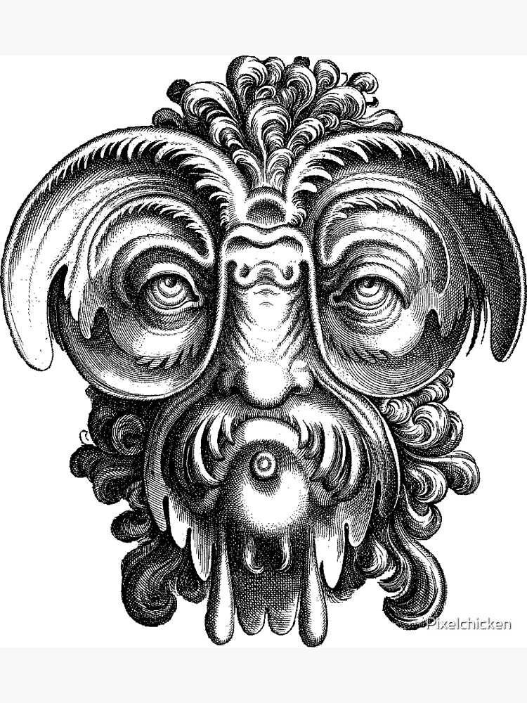 "Baroque Grotesque Wing Faced Man" Poster by Pixelchicken | Redbubble