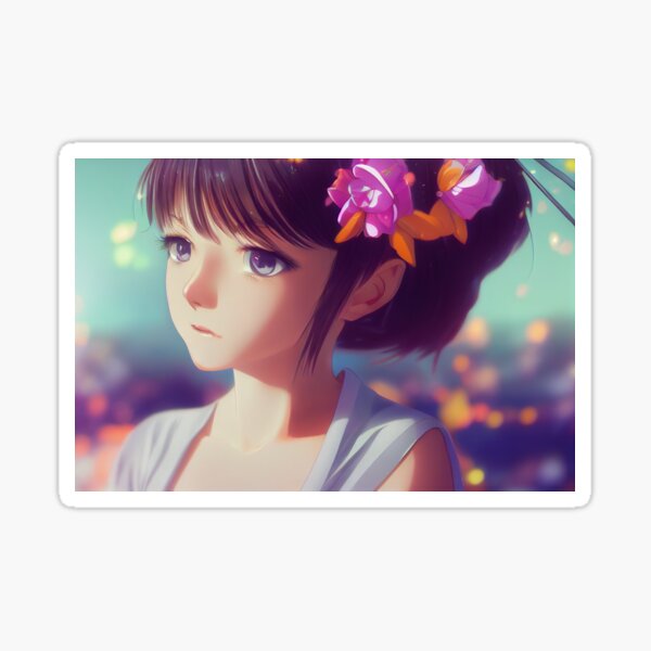 "Cute anime girl with brown hair" Sticker for Sale by EddishawDigital ...