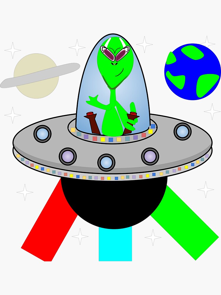 "Cartoon alien in space!!" Sticker for Sale by NCSLedgend25 | Redbubble