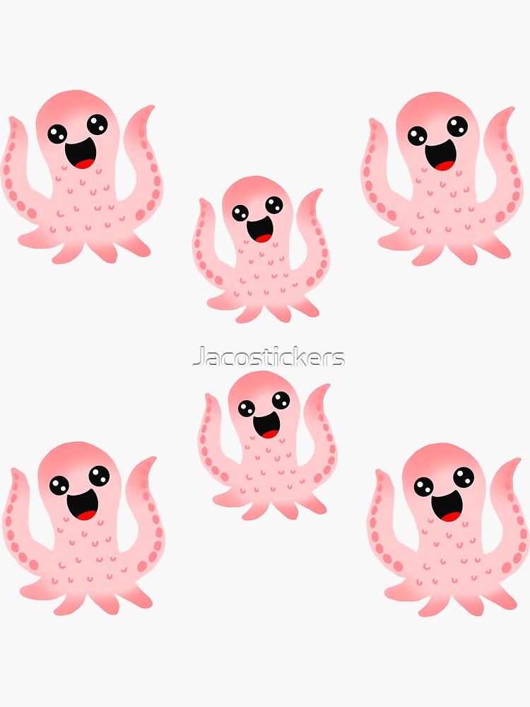 Pegatina «Diseño lindo de los niños del pulpo del monstruo loco rosado ...