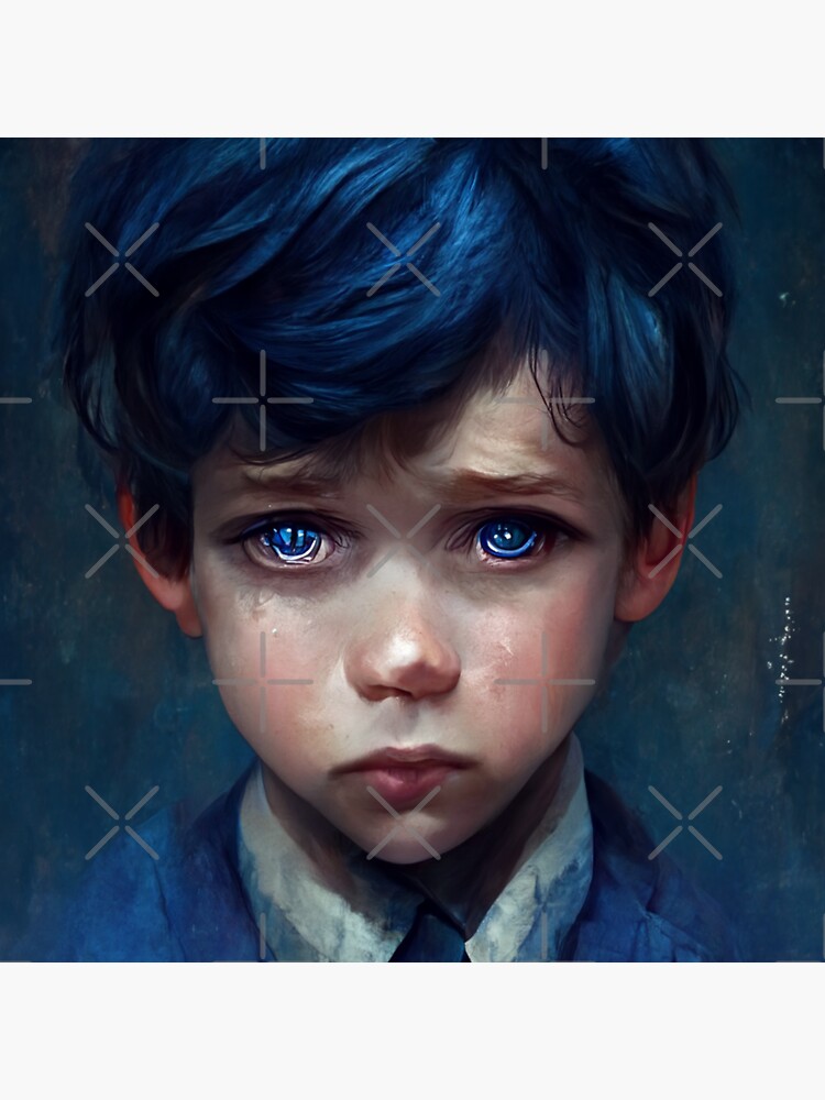 "Sad Blue Eyes Boy" Sticker for Sale by mayza-shop | Redbubble