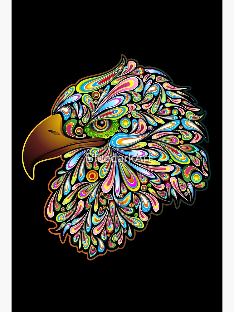 "Eagle Psychedelic Art Portrait" Poster for Sale by BluedarkArt | Redbubble
