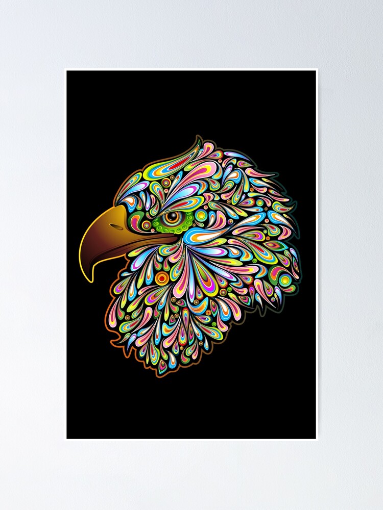"Eagle Psychedelic Art Portrait" Poster for Sale by BluedarkArt | Redbubble