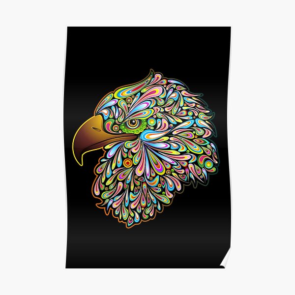 "Eagle Psychedelic Art Portrait" Poster for Sale by BluedarkArt | Redbubble