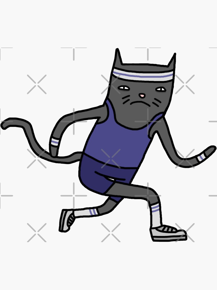 "Sad Cat Running" Sticker for Sale by JSGB | Redbubble