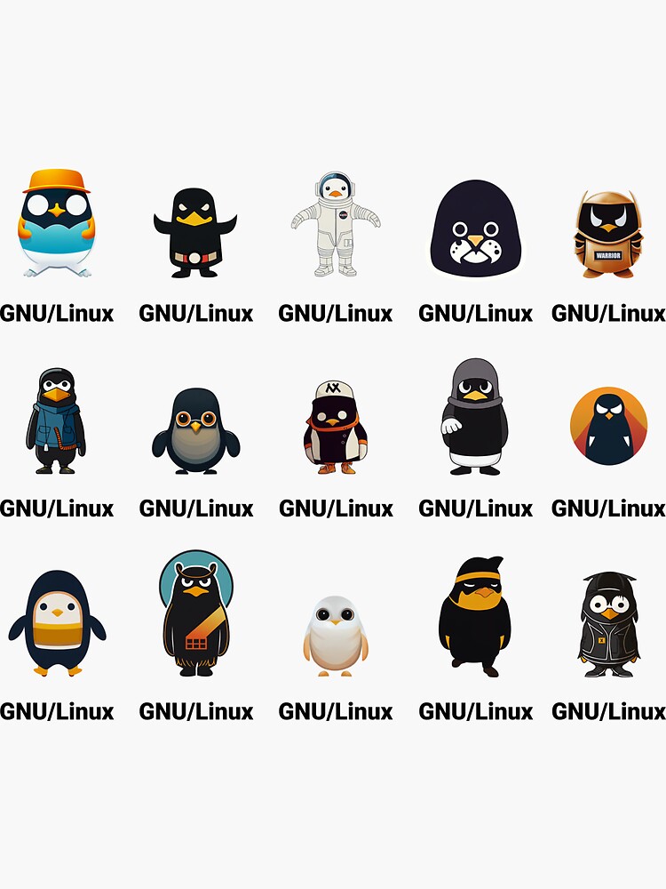 "15 Cute Tux Penguin versions with GNU Linux text" Sticker for Sale by CutePlanetEarth | Redbubble