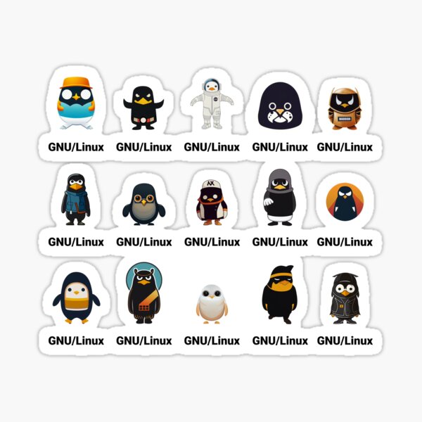 "15 Cute Tux Penguin versions with GNU Linux text" Sticker for Sale by ...