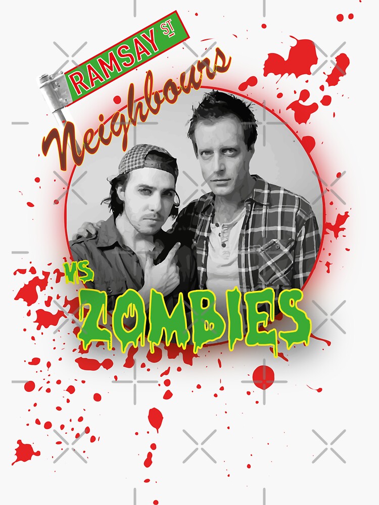 "Neighbours -Vs Zombies" Sticker for Sale by GoodNeighbours | Redbubble