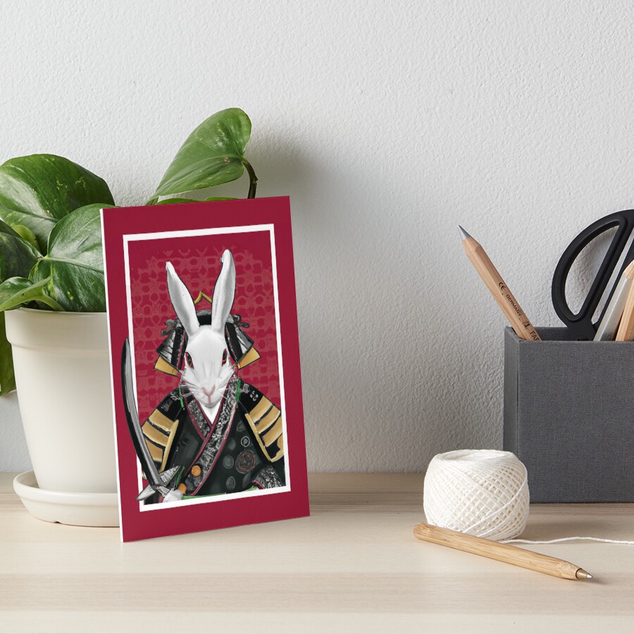"Portrait samurai rabbit with his sword" Art Board Print for Sale by ...
