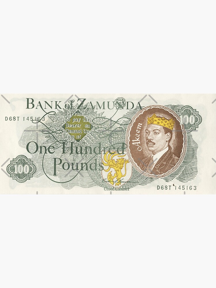 "Bank of Zamunda - 100 Pounds Note Parody" Sticker for Sale by ...