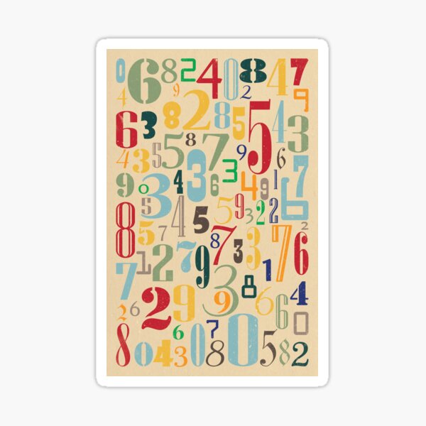 "Retro Numbers" Sticker for Sale by coolmathposters | Redbubble