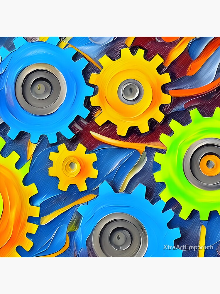 "Gears Color" Sticker for Sale by XtraArtEmporium | Redbubble