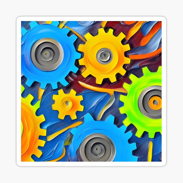 "Gears Color" Sticker for Sale by XtraArtEmporium | Redbubble