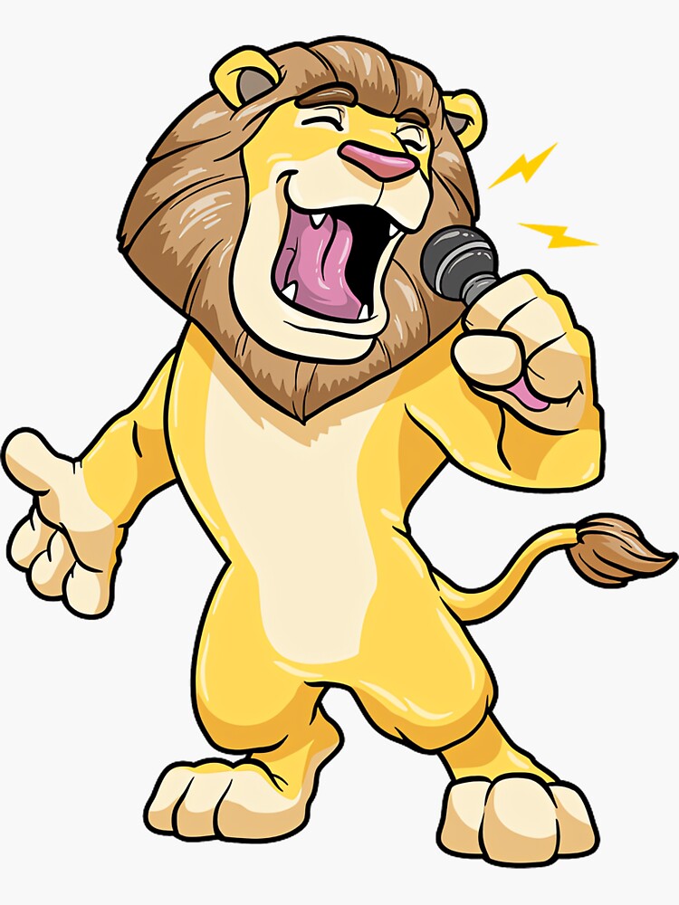 "lion as singer with microphone markus schnabel transparent" Sticker ...