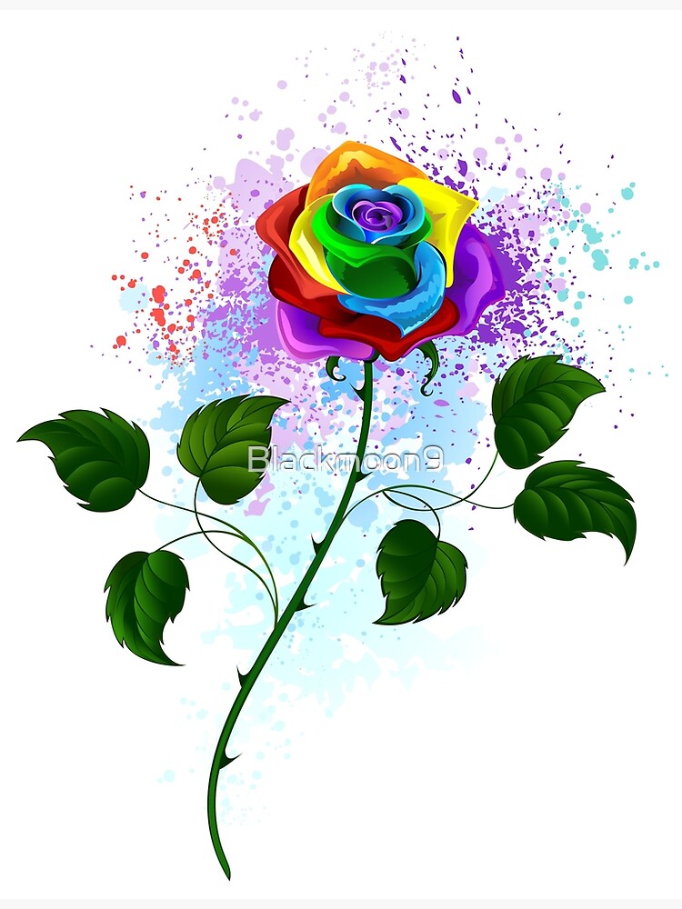"Rainbow rose with watercolor drops" Photographic Print for Sale by ...