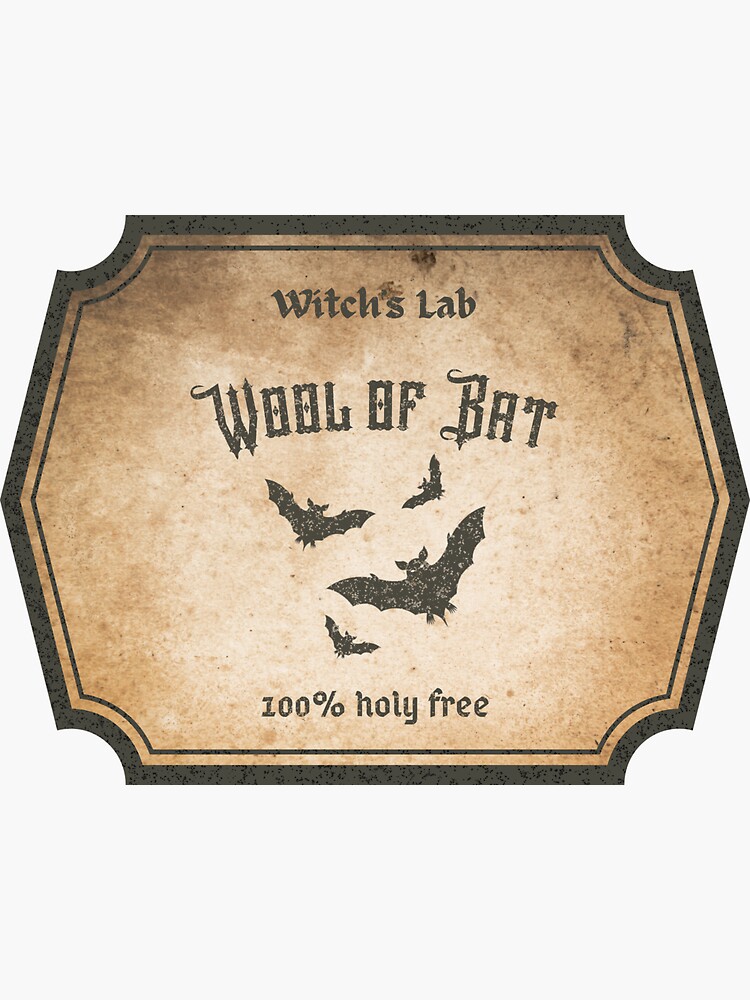 "Wool of Bat Halloween Label Light Horizontal" Sticker for Sale by ...