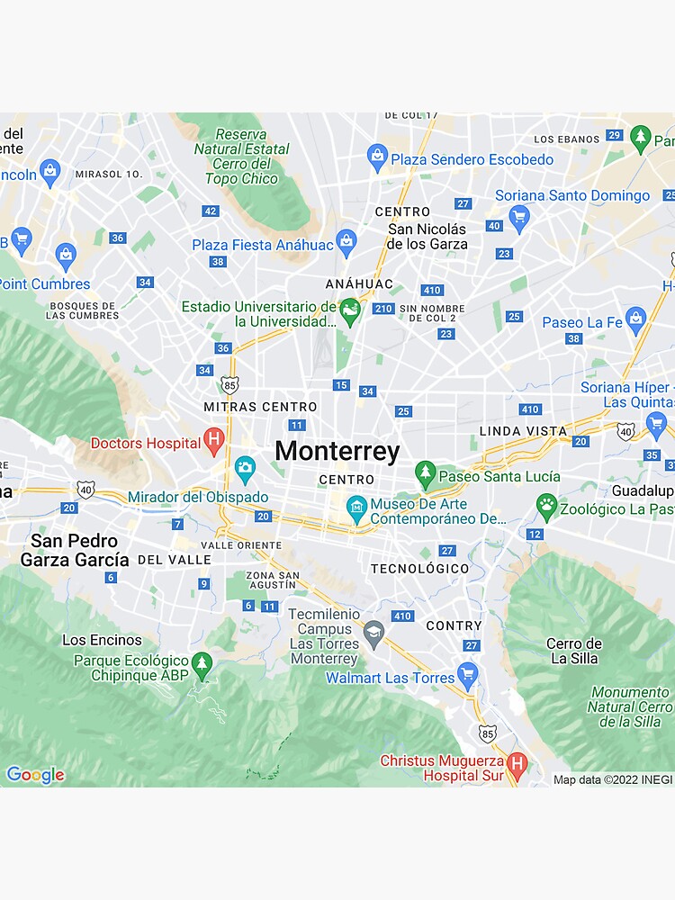 Lámina fotográfica «Monterrey, México, cartografía del mapa» de ...