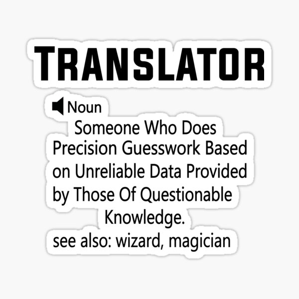 " Translator Definition Funny of Translator" Sticker for Sale by ...