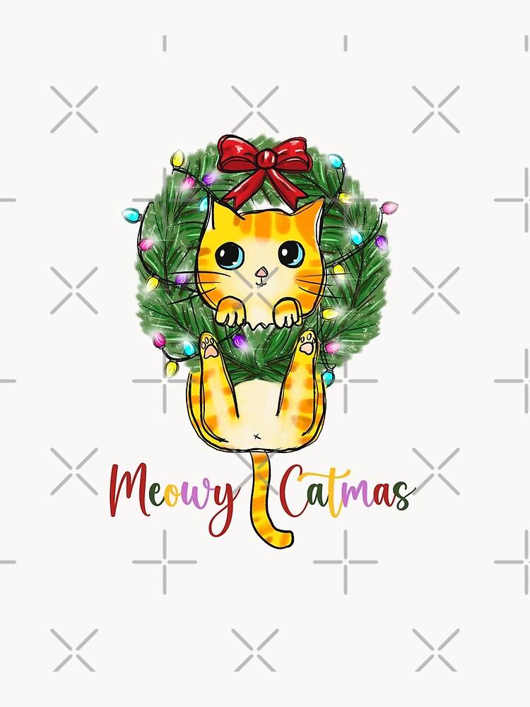 "Cute Kitty Meowy Catmas " Poster for Sale by HappyLifeCreate | Redbubble
