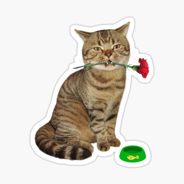 "Cute cat with flowers" Sticker for Sale by CorneliusDesign | Redbubble