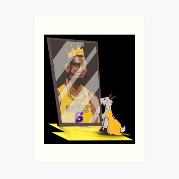 "LeBron James - The GOAT - Mirror - Cartoon - Art " Art Print for Sale ...