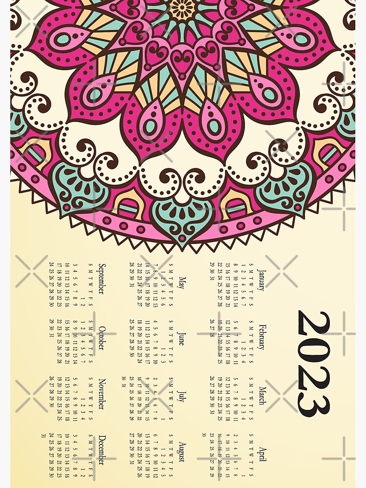Cuaderno de espiral «Calendario 2023 mandalas relajación vibraciones positivas minimalistas y ...