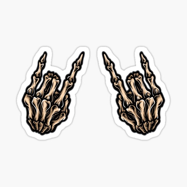 "Rock On Rock Star Skeleton Hands" Sticker for Sale by KA-shirts ...