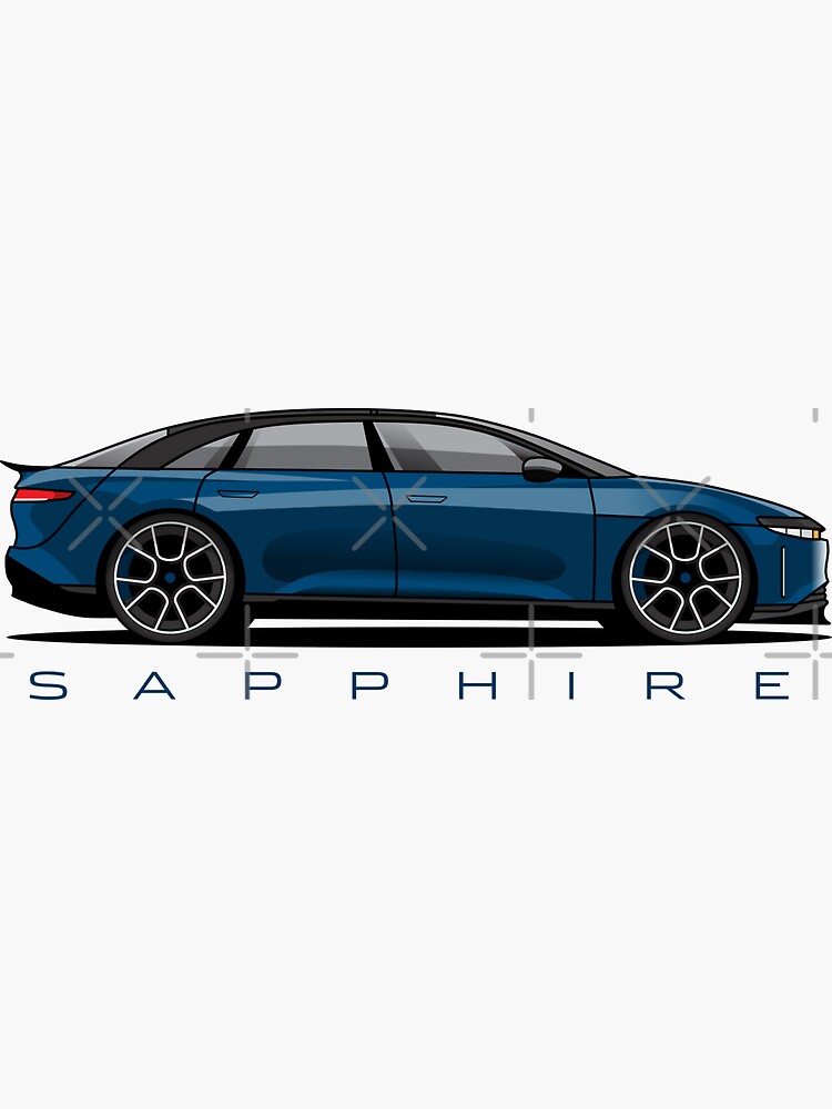 "Sapphire Electric Car Illustration" Sticker for Sale by blackdogshop ...