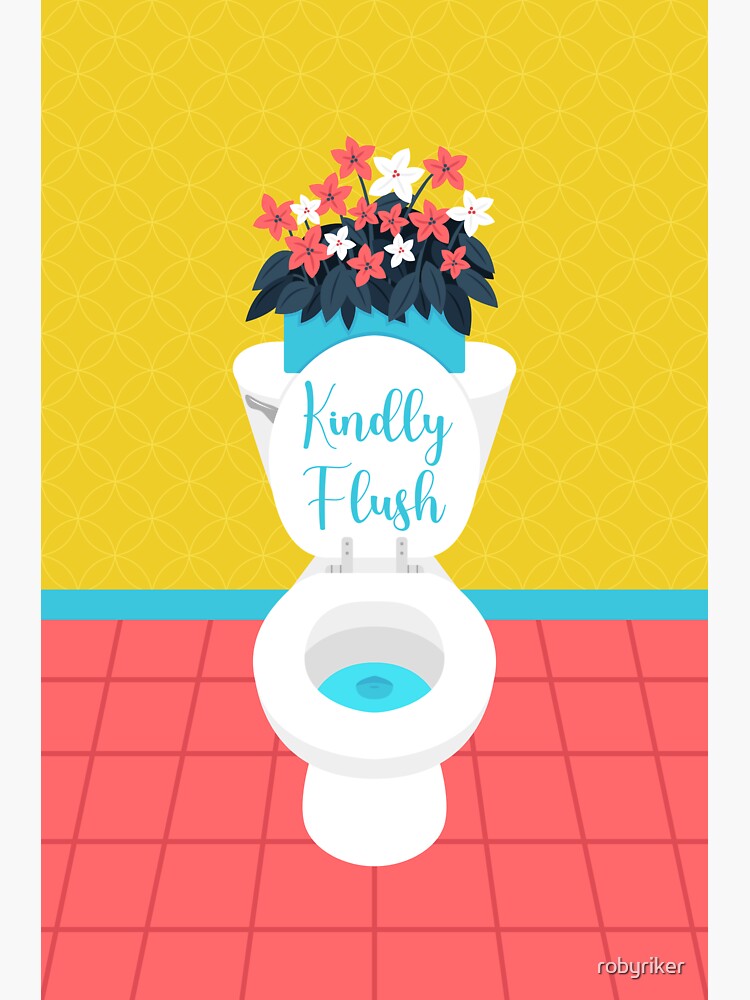"Kindly Flush Bathroom Art" Sticker for Sale by robyriker | Redbubble