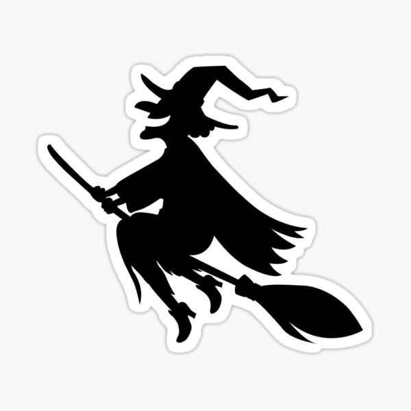 "Witch on a broom" Sticker for Sale by tttatia | Redbubble